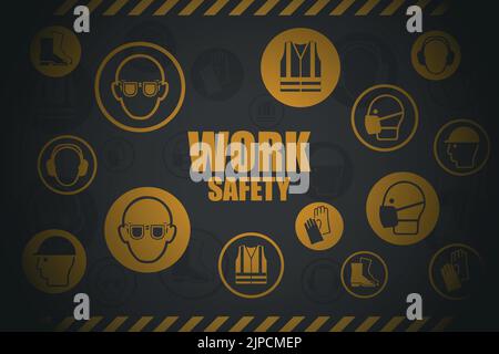 Background of icons, pictograms of industrial safety and occupational ...