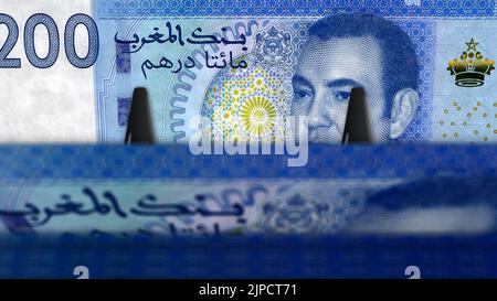 Morocco money Moroccan Dirham money pack 3d illustration. MAD banknote bundle stacks. Concept of ...
