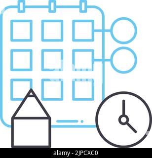 timetable line icon, outline symbol, vector illustration, concept sign ...