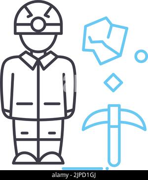 miner line icon, outline symbol, vector illustration, concept sign ...