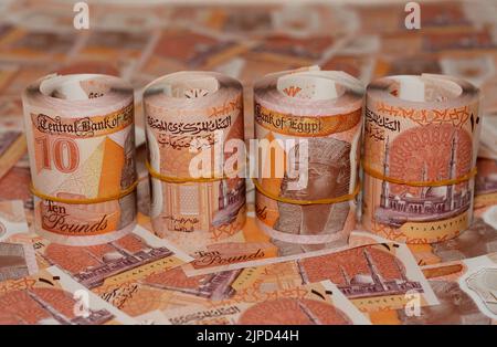 Egypt money rolls of new first Egyptian 10 LE EGP ten pounds plastic ...