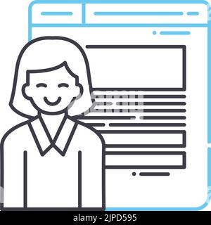 Computer Engineer Icon. Female symbol with computer monitor Stock ...
