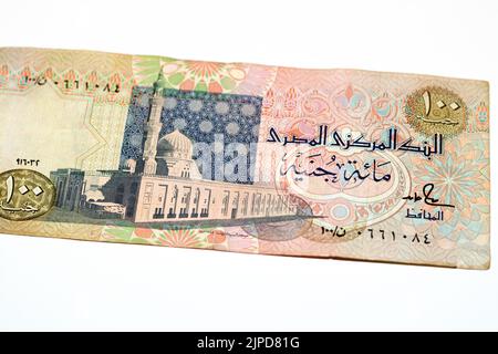 obverse side of 100 LE one hundred Egyptian pounds banknote features ...