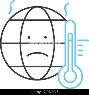 global warming line icon, outline symbol, vector illustration, concept ...