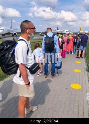 Paris-Beauvais Airport, France, Crowd Tourists Boarding Low Cost ...