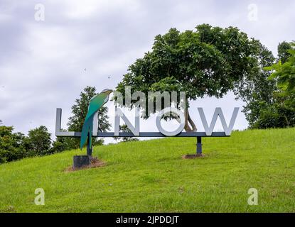 Lake Linow, or Danau Linow, a volcanic lake near city Tomohon, North ...
