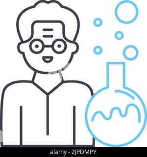 scientist line icon, outline symbol, vector illustration, concept sign ...