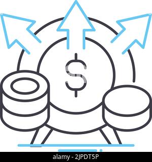 Profit growth line icon, concept sign, outline vector illustration ...