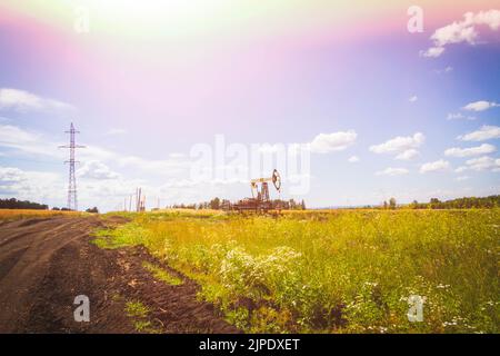 Oil injection. Oil production plant. Gas production. Oilfield site ...