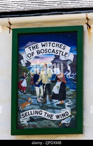 Sign at The Museum of Witchcraft and Magic, Boscastle, Cornwall, UK ...