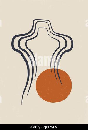 Minimalistic aesthetic woman body poster illustration set. Modern ...
