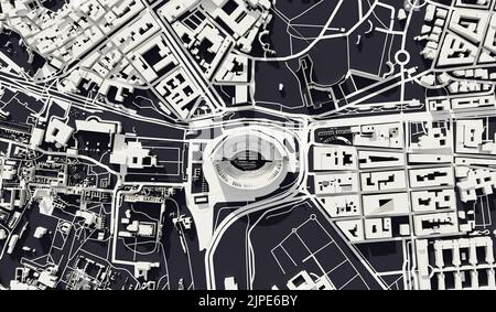 Rome, Italy city map aerial view. minimal design. 3D Rendering Stock ...