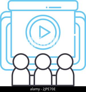 webinar line icon, outline symbol, vector illustration, concept sign ...