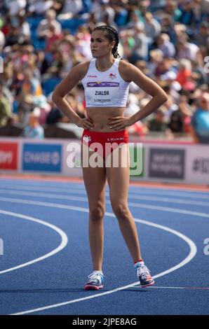 Laura Zialor of England competing in the women’s high jump heats at ...