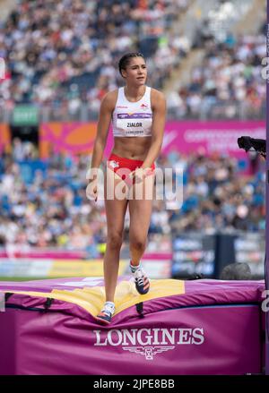 Laura Zialor of England competing in the women’s high jump heats at ...