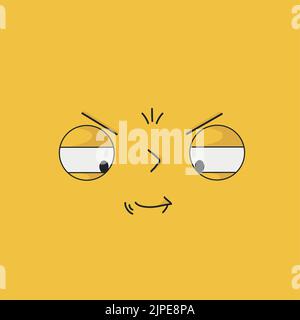 Angry, sullen face with expressive emotions - Vector illustration Stock ...