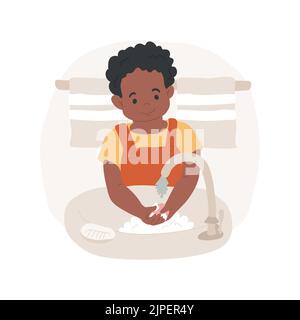 Learn proper handwashing isolated cartoon vector illustration Stock ...