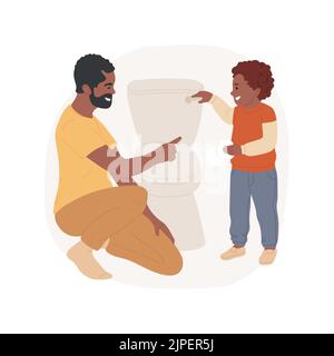 Teach toilet hygiene isolated cartoon vector illustration set. Showing ...