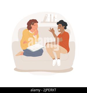 Peer help isolated cartoon vector illustration. Cheerful teenage ...