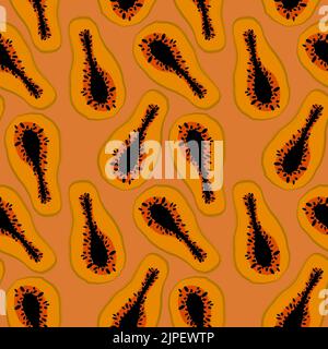 Summer cartoon seamless yellow papaya pattern for clothes print and ...