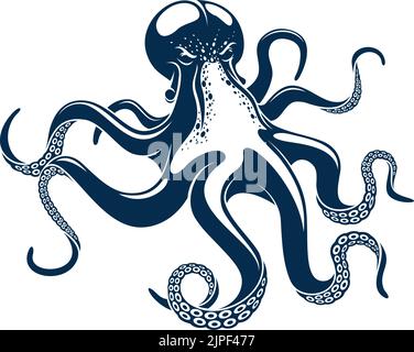 Deep Sea Octopus Monochrome Logo Stock Vector Image & Art - Alamy