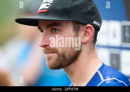 August 07, 2022: Filippo Colombo of Switzerland (8) rides the final lap ...