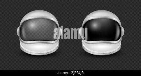 Vector 3d Realistic Astronaut Helmets, Cosmonaut Mask with Transparent ...