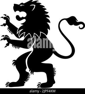 Lion Rearing Rampant Coat of Arms Heraldic Animal Stock Vector Image ...