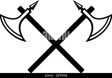 Heraldic crossed poleaxe, royal coat of arms emblem. Isolated pollaxe ...