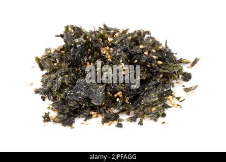 Crispy Nori Seaweed with sesame and sea salt isolated on a white ...