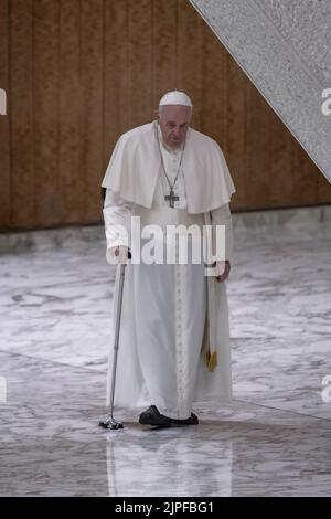 Vatican City, Vatican, 17 August 2022. Pope Francis arrives walking ...