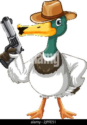 Wild duck holding gun isolated illustration Stock Vector Image & Art ...
