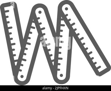 Metal folding tape measure isolated outline icon. Vector stainless ...