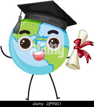 Earth globe wearing graduation hat illustration Stock Vector Image ...
