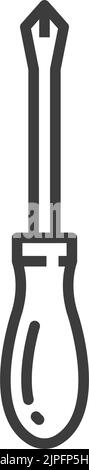Screwdriver, turn screw linear icon. Thin line illustration. Contour symbol. Vector isolated ...