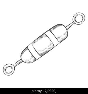 fishing bobber isolated doodle hand drawn sketch with outline style ...