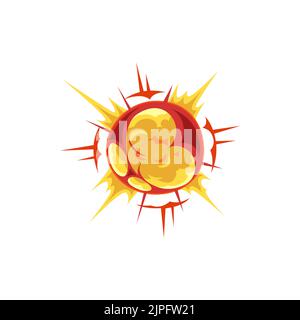 Atom bomb explosion, exploding effect with smoke cloud isolated fire ...