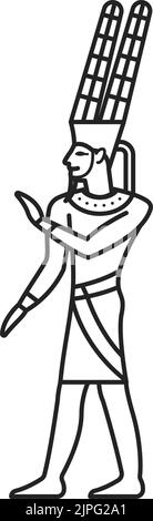 Ancient Egyptian god Amun in desert with pyramids. Vector cartoon ...