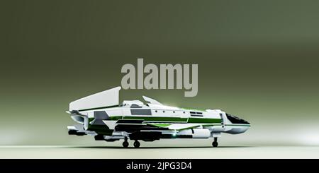 spaceship isolated on green background 3d illustration Stock Photo - Alamy