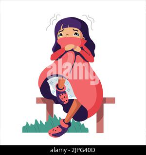 Sad and depressed girl sitting. Disappointed teenager. Fearful, Unhappy ...