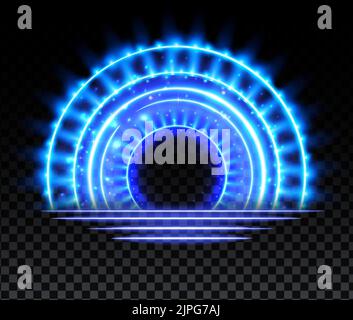 Gold magic arc. Abstract magic light effect. Luminous neon lines with ...