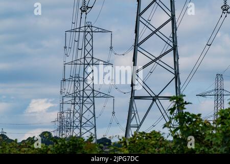 Pylon Lines spanning the countryside in North West England Stock Photo ...
