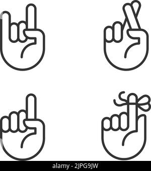Hand gestures pixel perfect linear icons set Stock Vector Image & Art ...