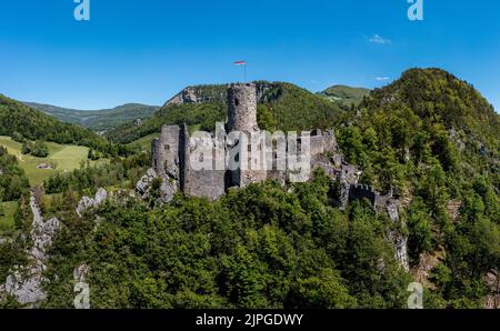 Neu-Falkenstein medieval castle ruins near Balsthal in Switzerland ...