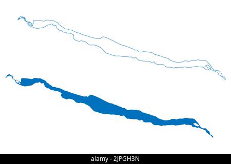 Lake Bandak (Kingdom of Norway) map vector illustration, scribble ...