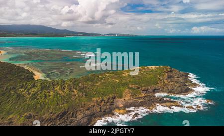 High angle view of Fajardo Puerto Rico reefs at sevens seas beach park ...