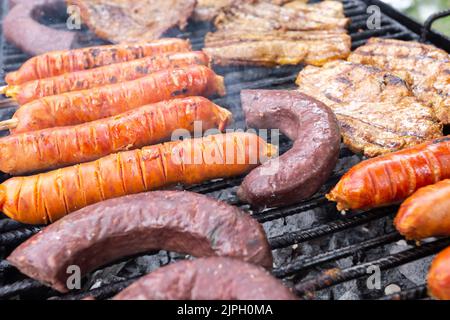 Colombian barbecue, typical food of Colombia- close-up image Stock ...