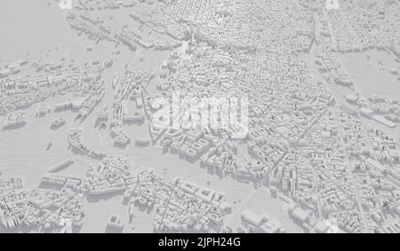 Madrid, Spain city map aerial view. minimal design. 3D Rendering Stock ...