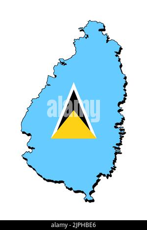 Map of Saint Lucia, flag map, National colors background Stock Photo ...