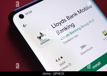 Lloyds Bank mobile banking app on an iPhone mobile phone Stock Photo ...